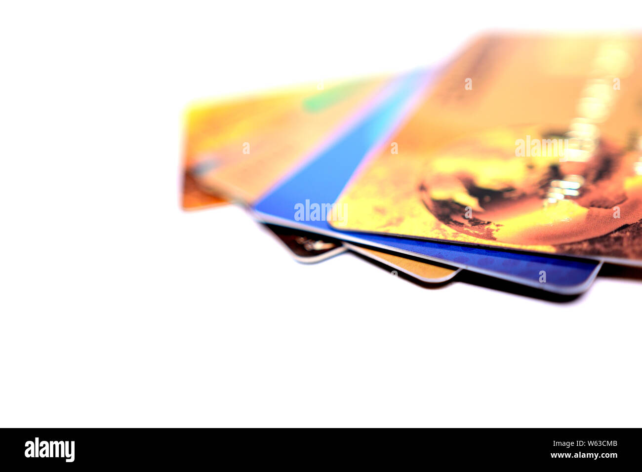 Credit cards on isolated white background Stock Photo - Alamy