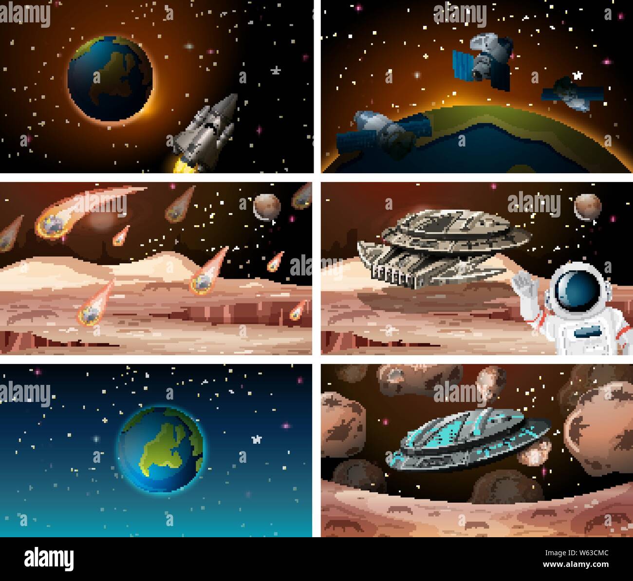 Big space scene set illustration Stock Vector Image & Art - Alamy