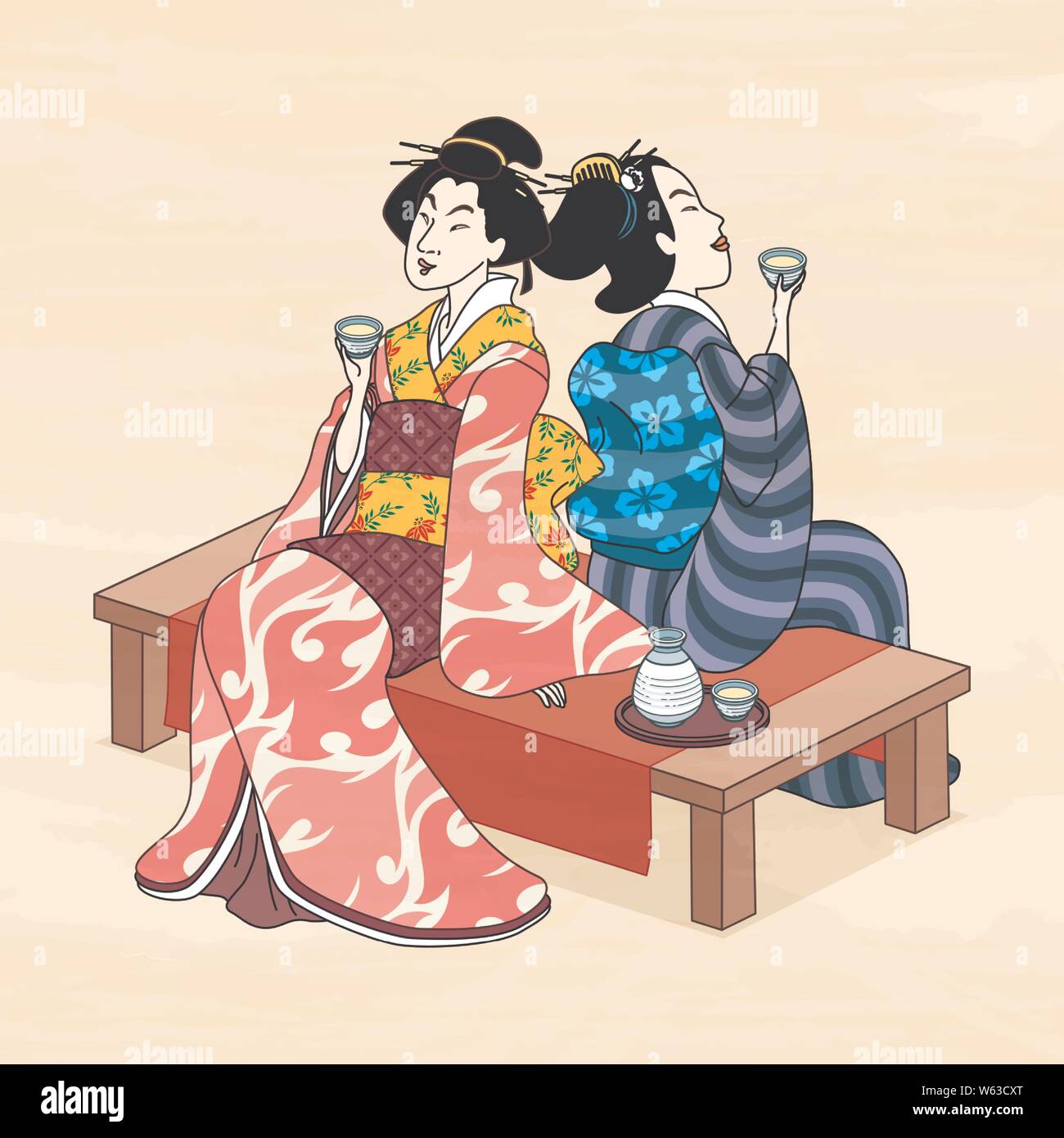 Geisha tea house Stock Vector Images - Alamy