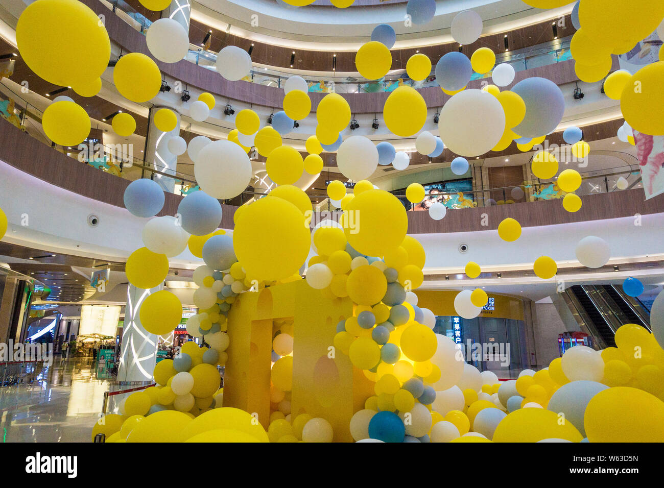 Balloons are released during a Bubble "Moon Palace" art show at a ...