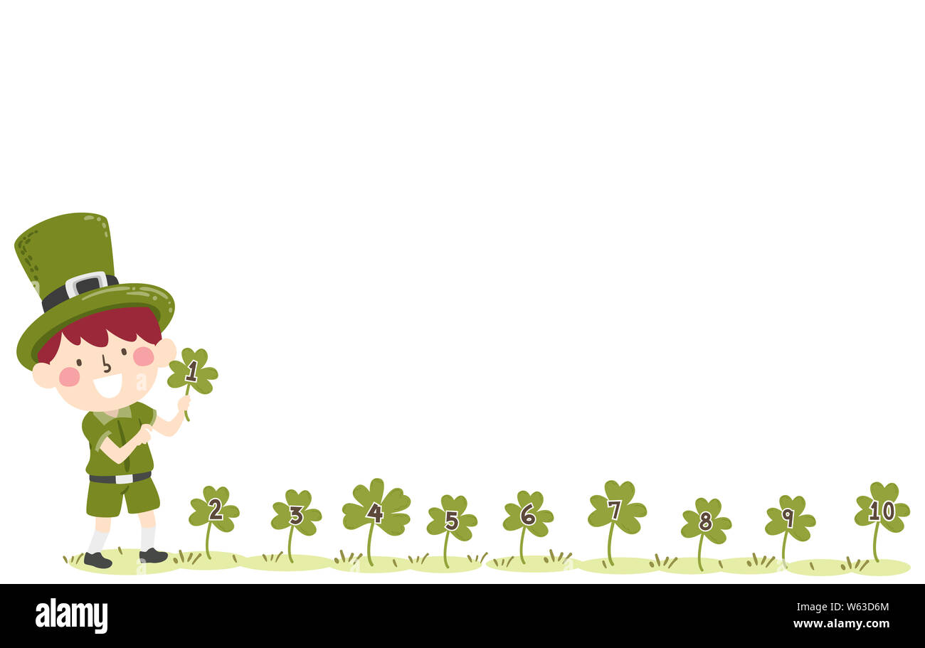 Illustration of a Kid Boy Wearing St Patrick Costume and Clovers with ...