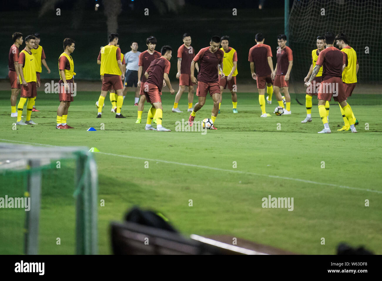 Players of Chinese national men's football team take part in training ...