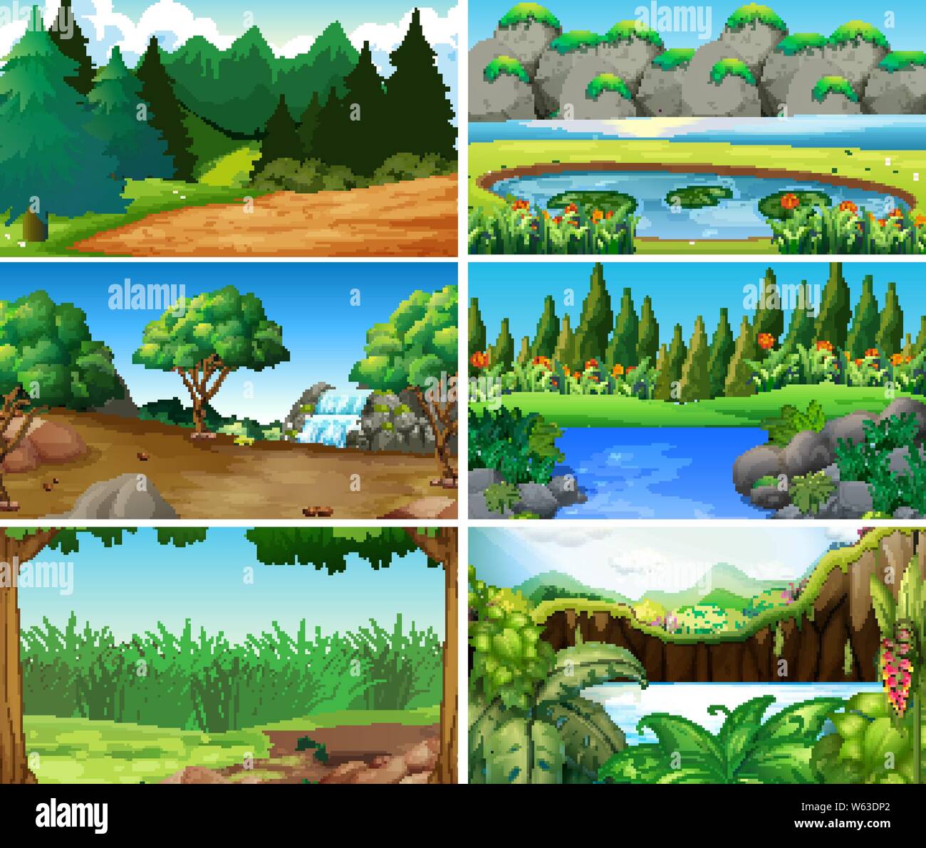 Empty, blank landscape nature scenes illustration Stock Vector Image ...