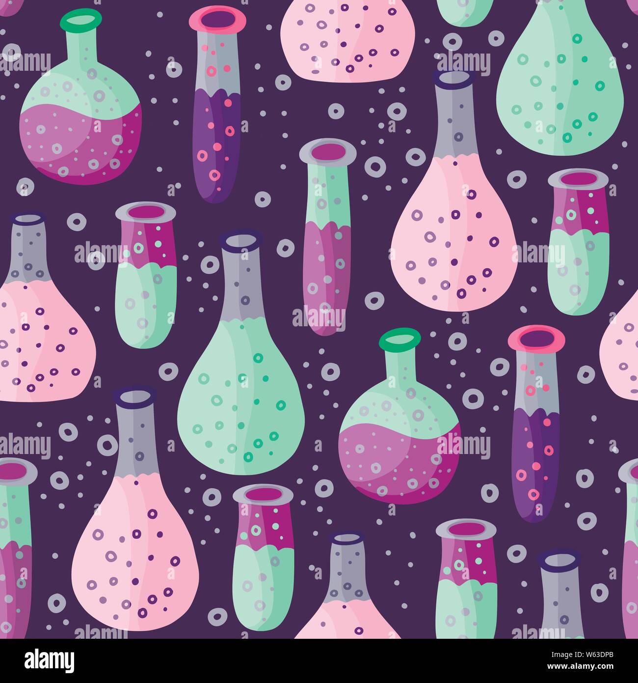 Seamless vector school pattern in a flat style. Research, experiment ...
