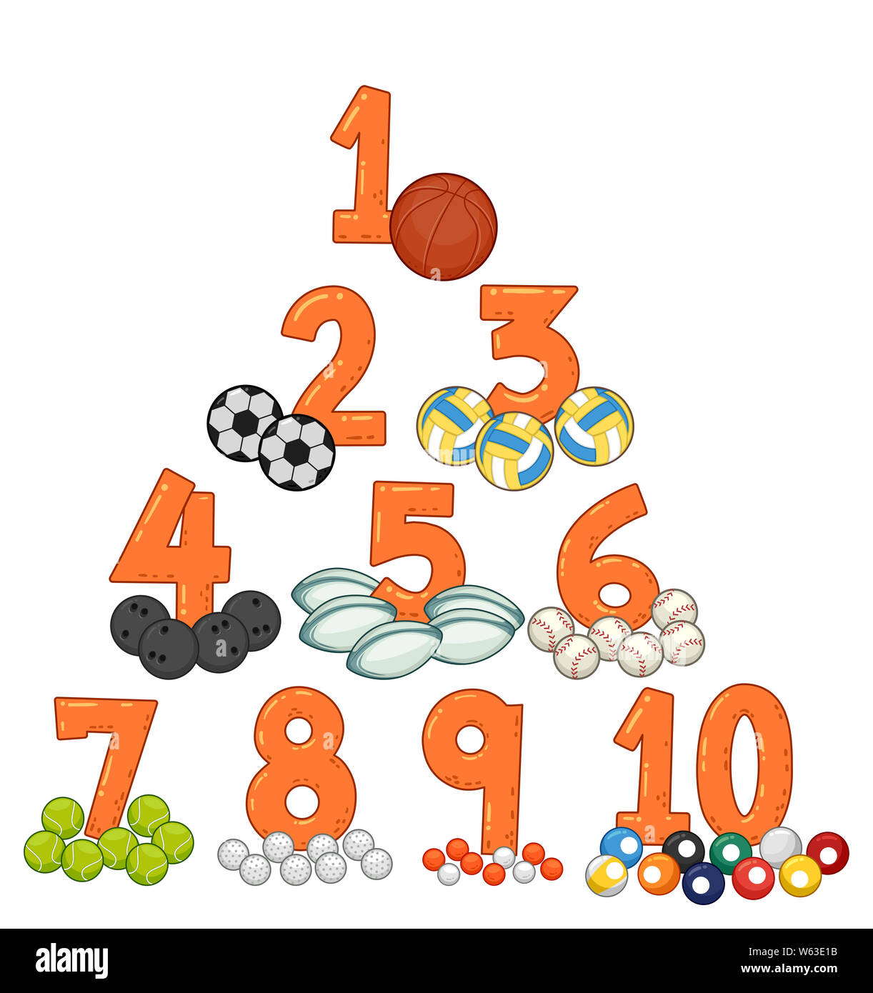 Illustration of Sports Balls and Numbers from One to Ten Stock Photo ...