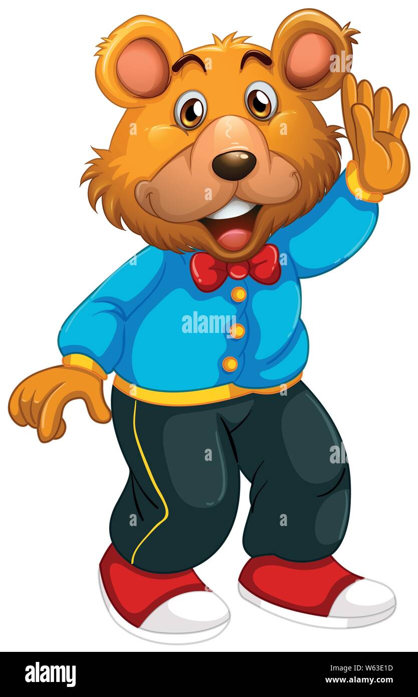 Cute bear in human-like pose isolated illustration Stock Vector Image ...