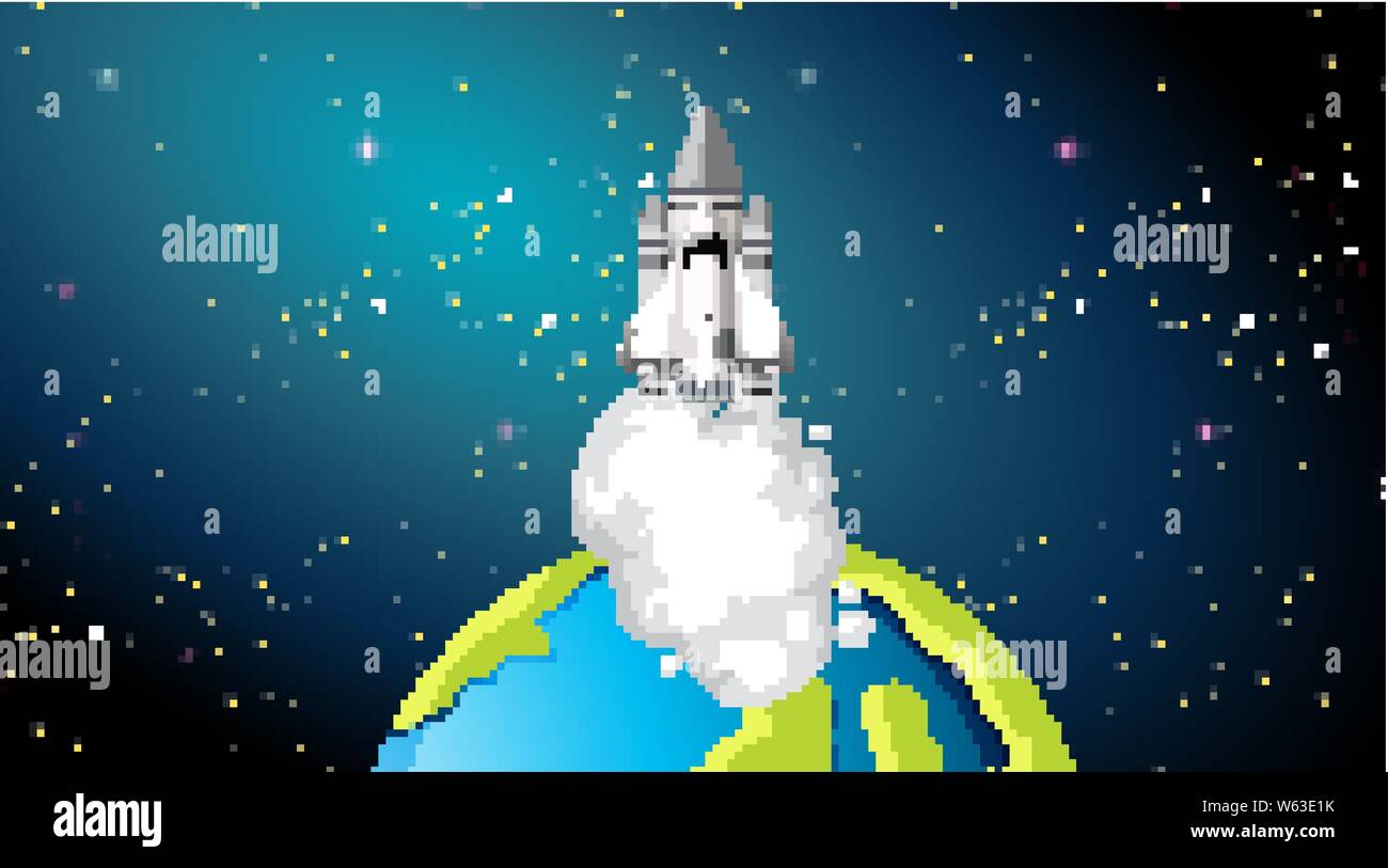 Rocket ship earth scene illustration Stock Vector Image & Art - Alamy