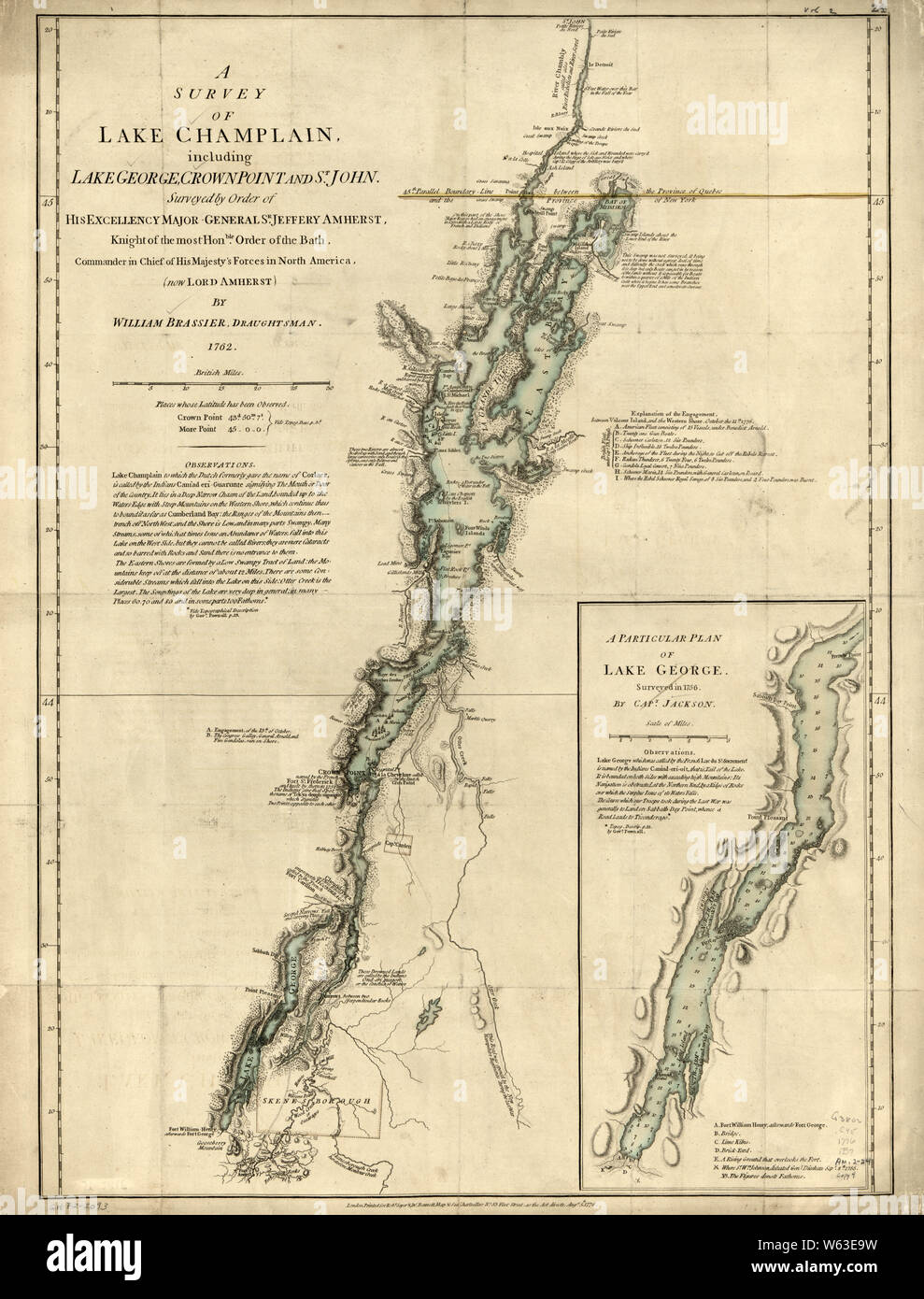 Lake george lake champlain map hi-res stock photography and images - Alamy