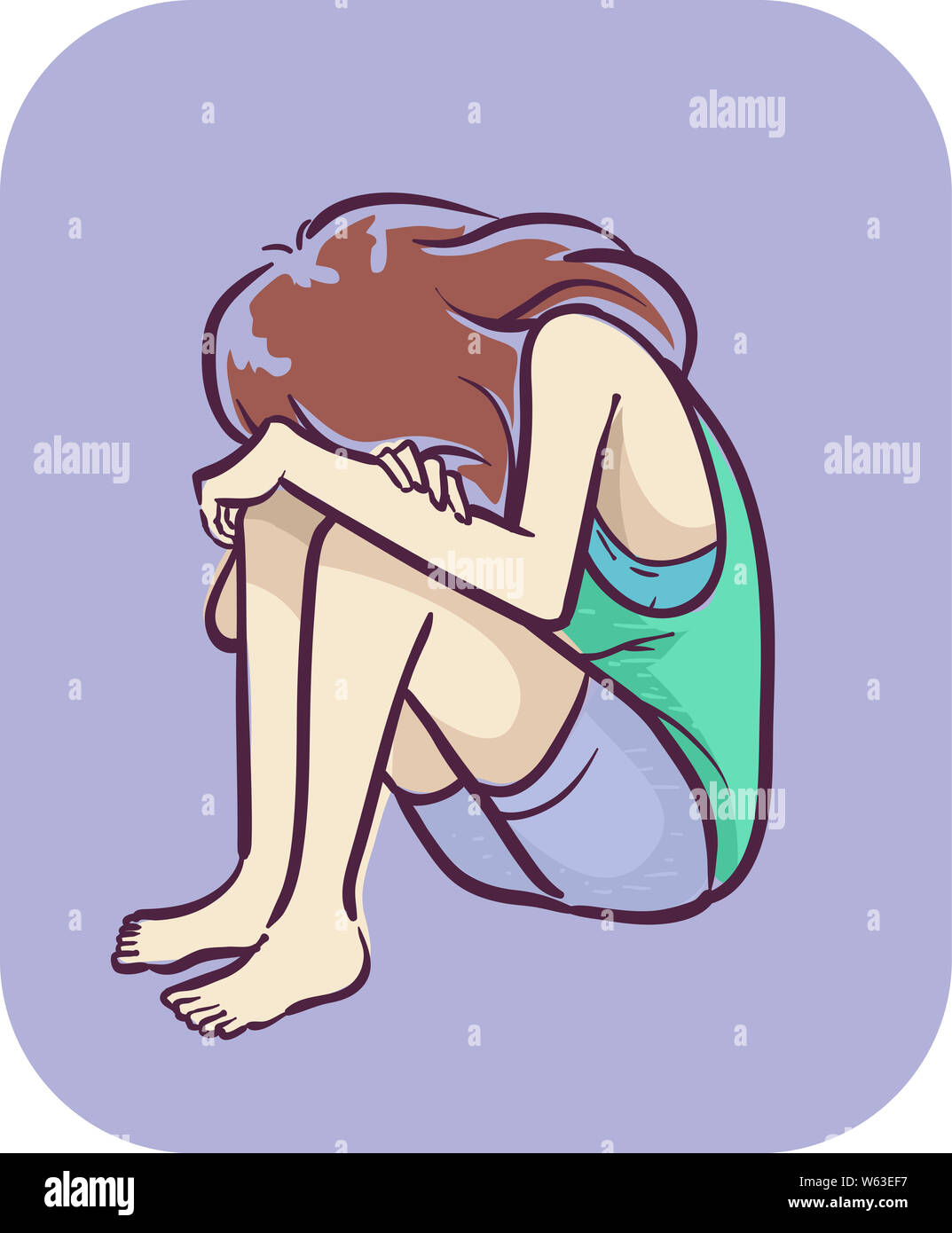 Sad Girl Sitting Down Drawing