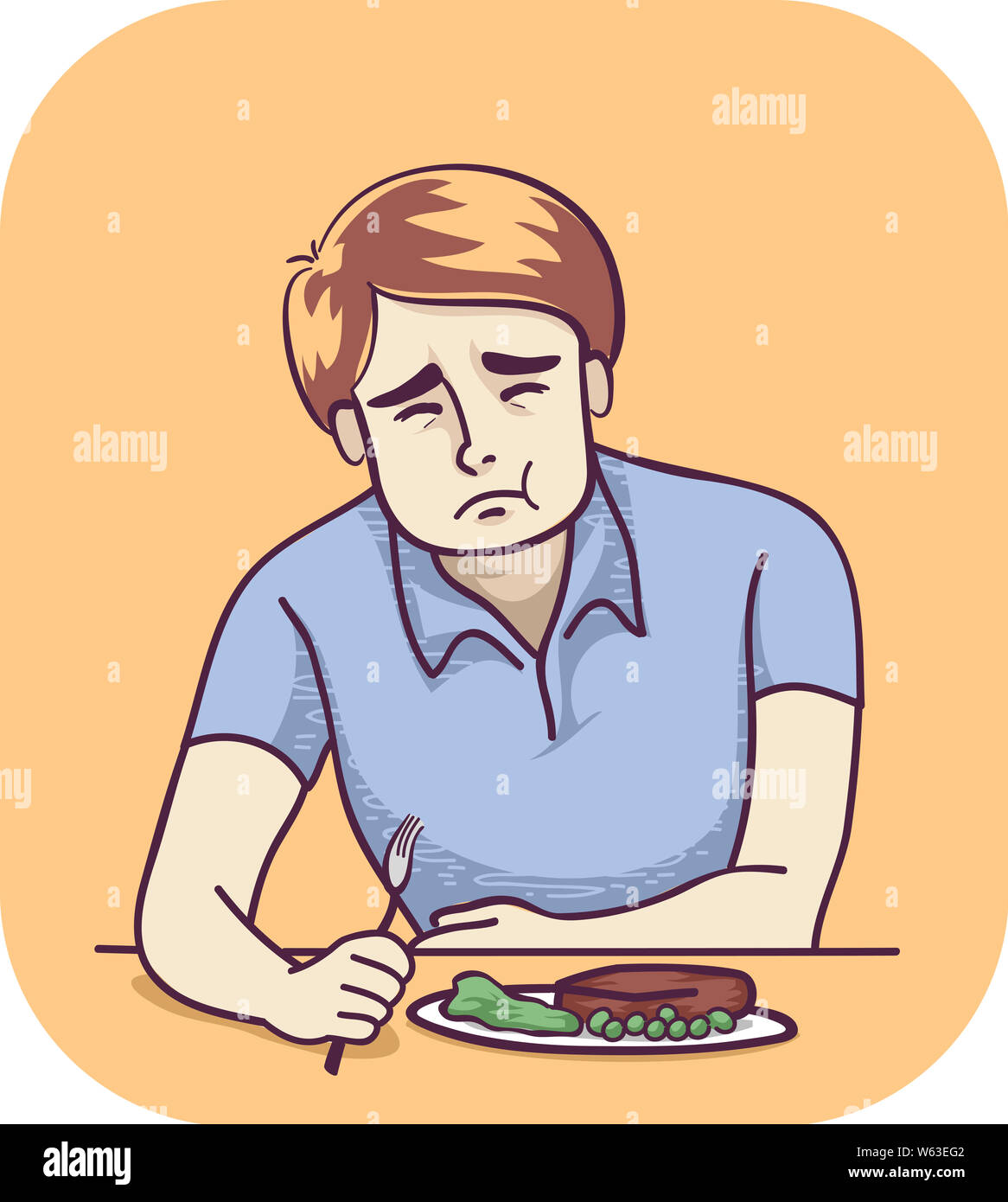 Illustration of a Man with Painful Stomach and Eating to Improve the ...