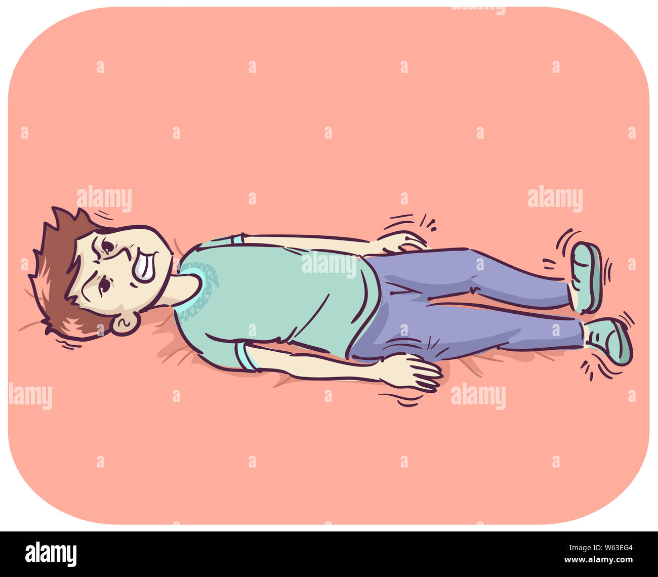 Illustration of a Man Lying Down and Having Myoclonic Seizure Stock ...