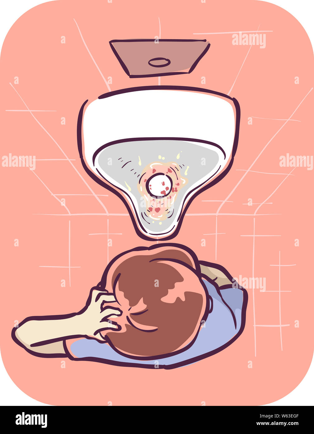 Illustration of a Man Seeing Blood in His Urine in the Bathroom Stock ...