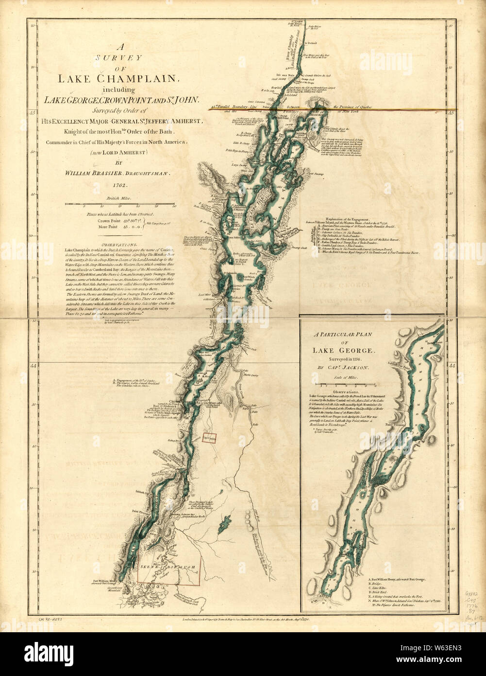Lake george lake champlain map hi-res stock photography and images - Alamy