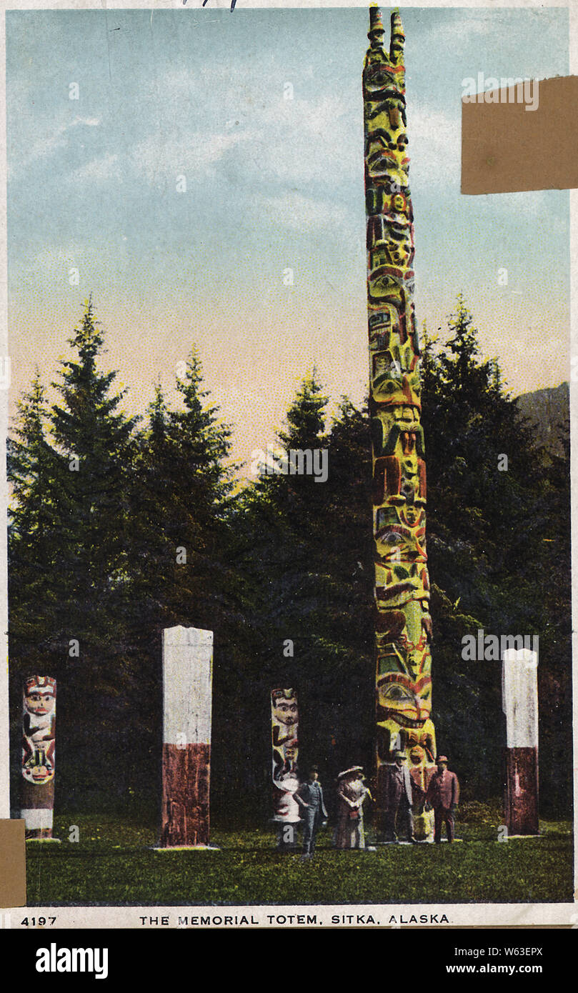 Color Post card. The Memorial Totem, Sitka, Alaska.; Scope and content ...