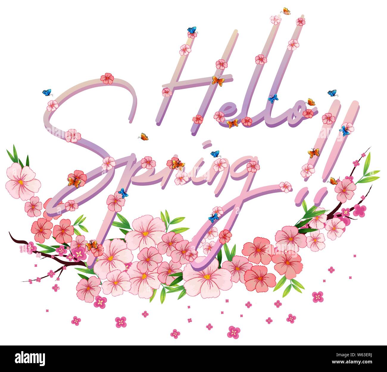 Hello spring flower background illustration Stock Vector Image & Art ...