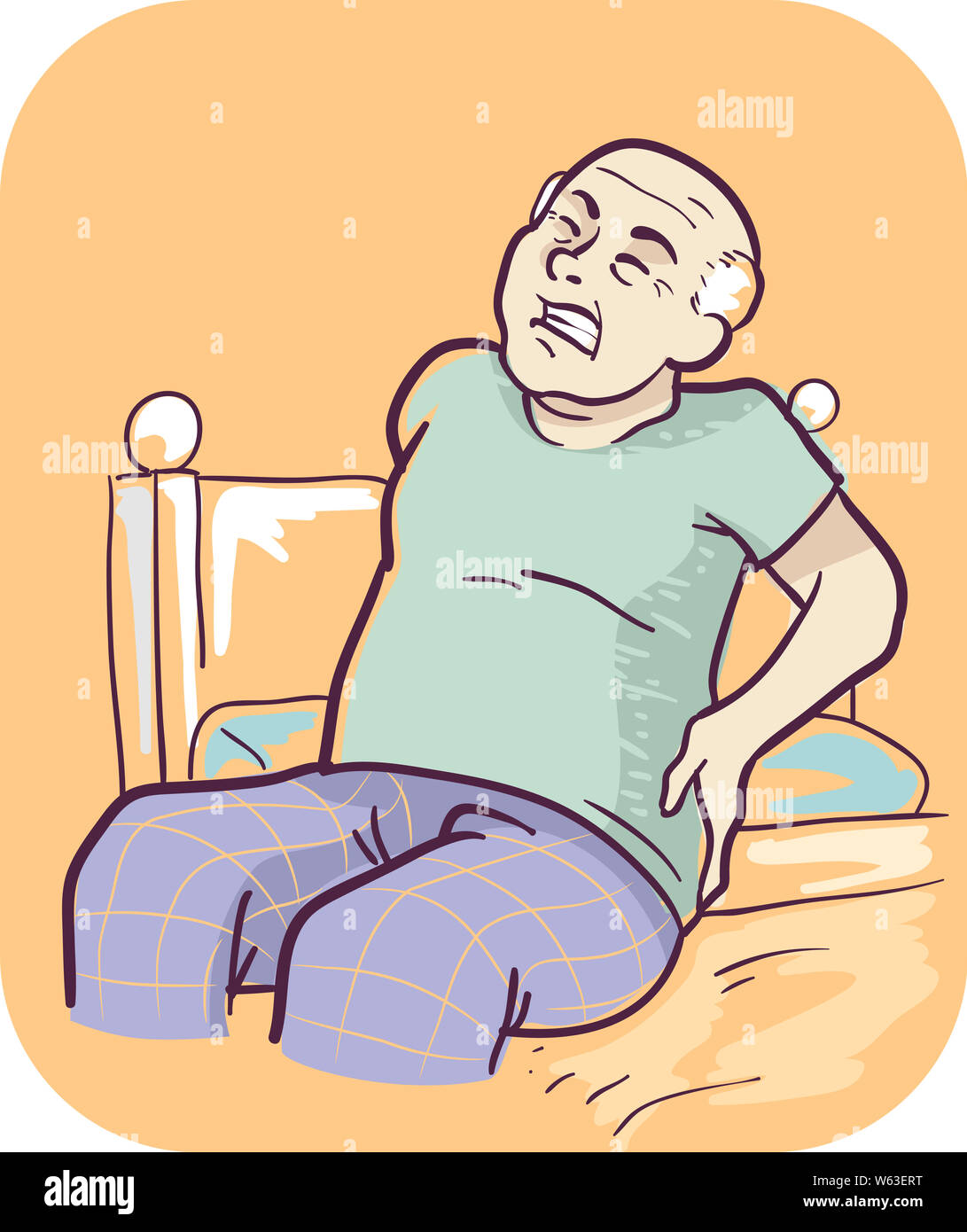 Illustration of a Senior Man Holding Lower Back in Pain Due to Joint ...