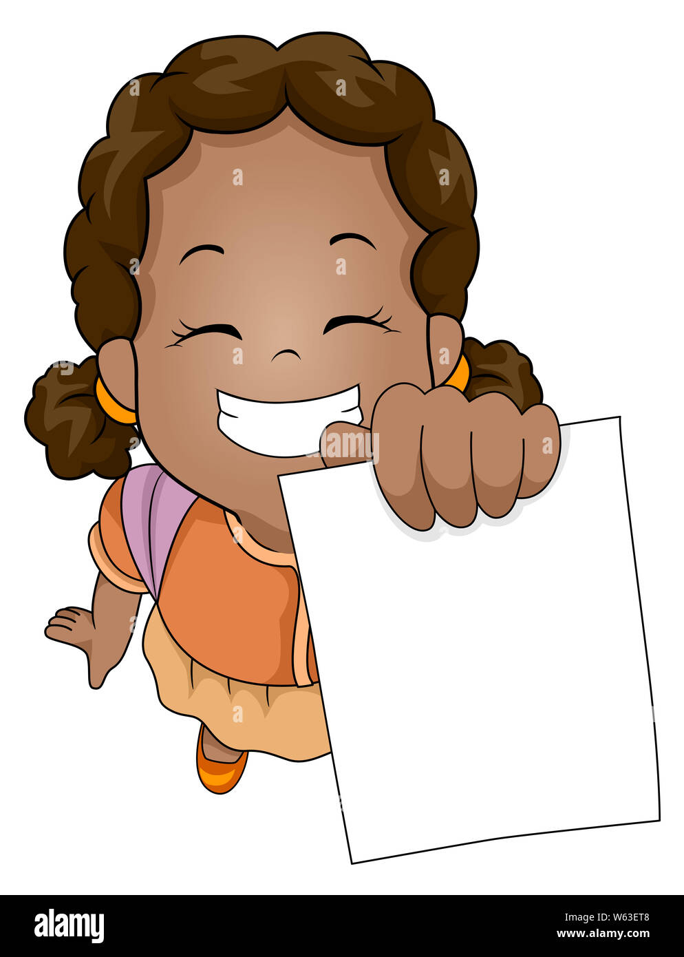 Illustration of an African American Kid Girl Student Showing a Blank ...