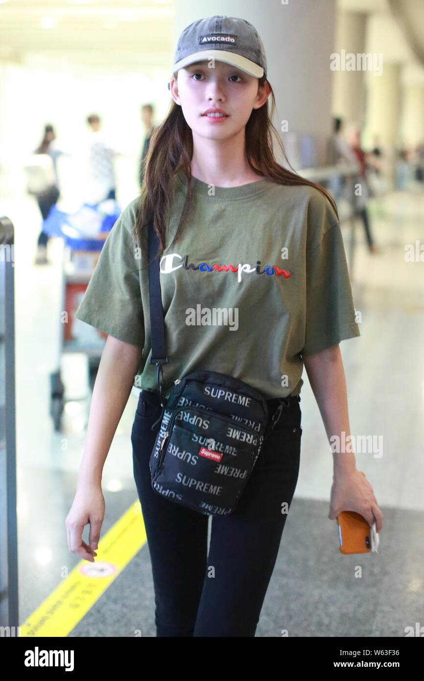 Chinese actress Jelly Lin or Lin Yun arrives at the Beijing Capital ...