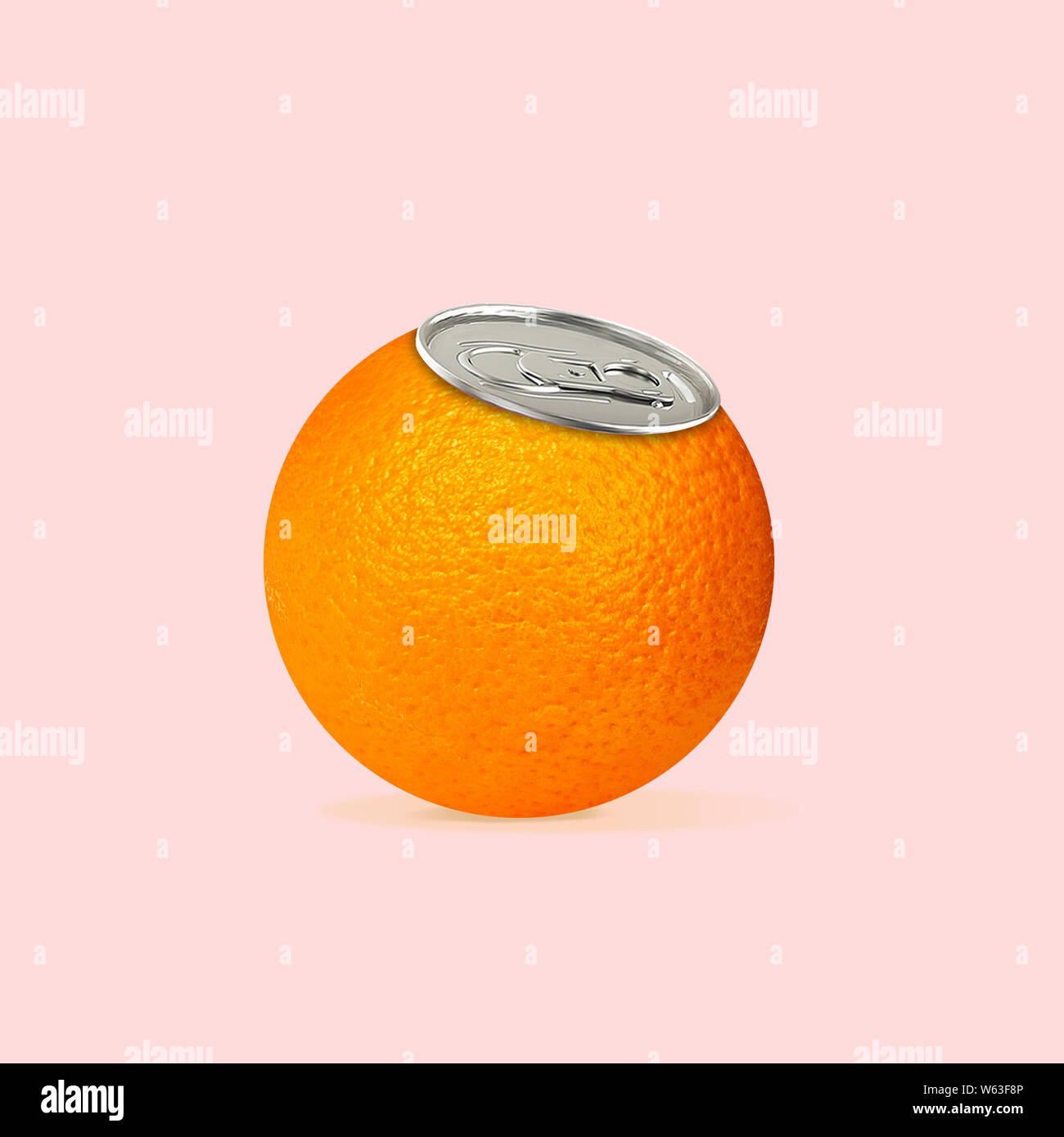 Fresh and natural drink, full of vitamins. An orange as a can on trendy ...