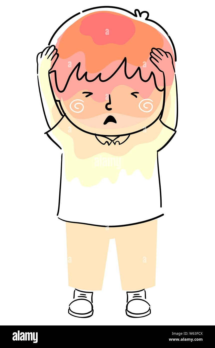 Illustration of a Kid Boy Doodle Holding His Head to Put Pressure ...
