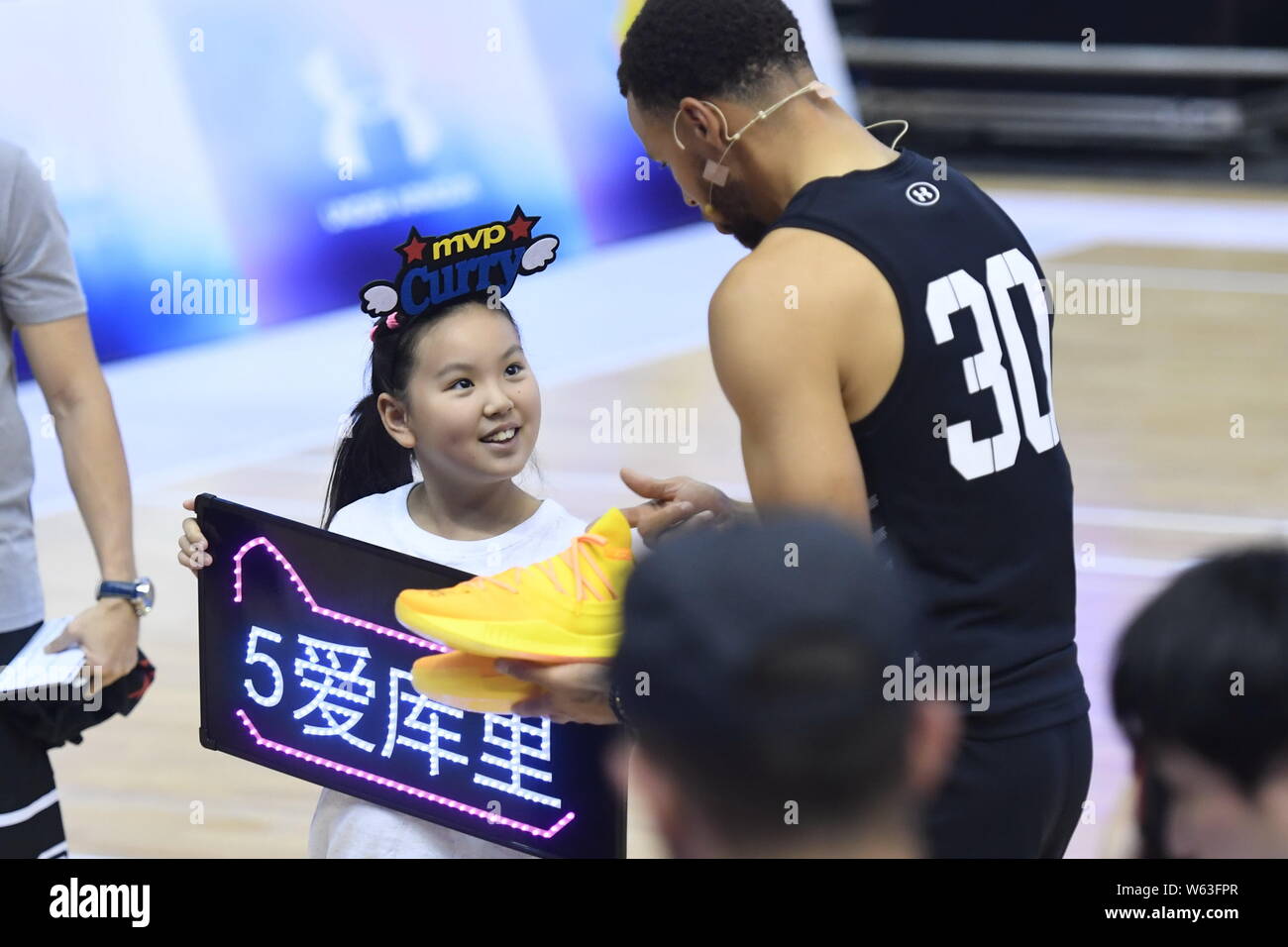 NBA star Stephen Curry of Golden State Warriors attends a fan meeting ...