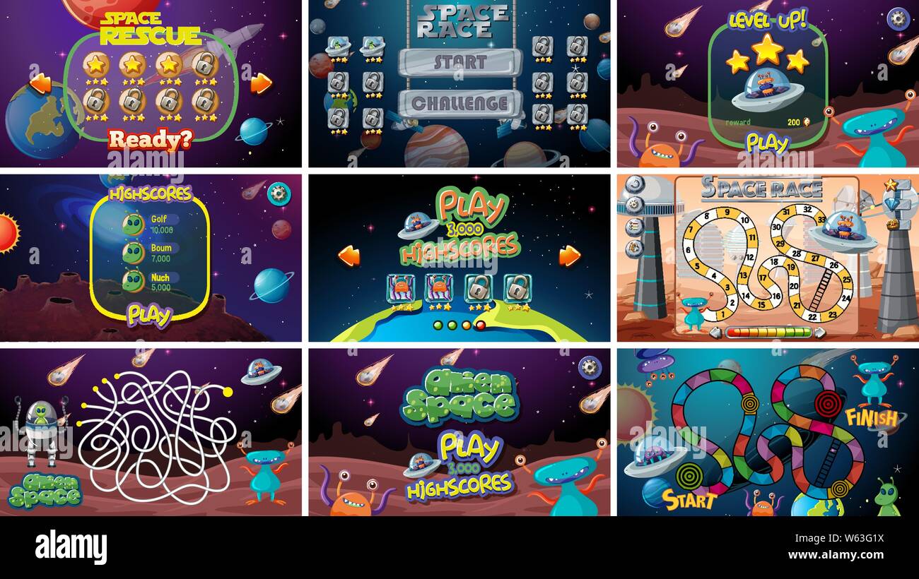 Set of space games illustration Stock Vector Image & Art - Alamy