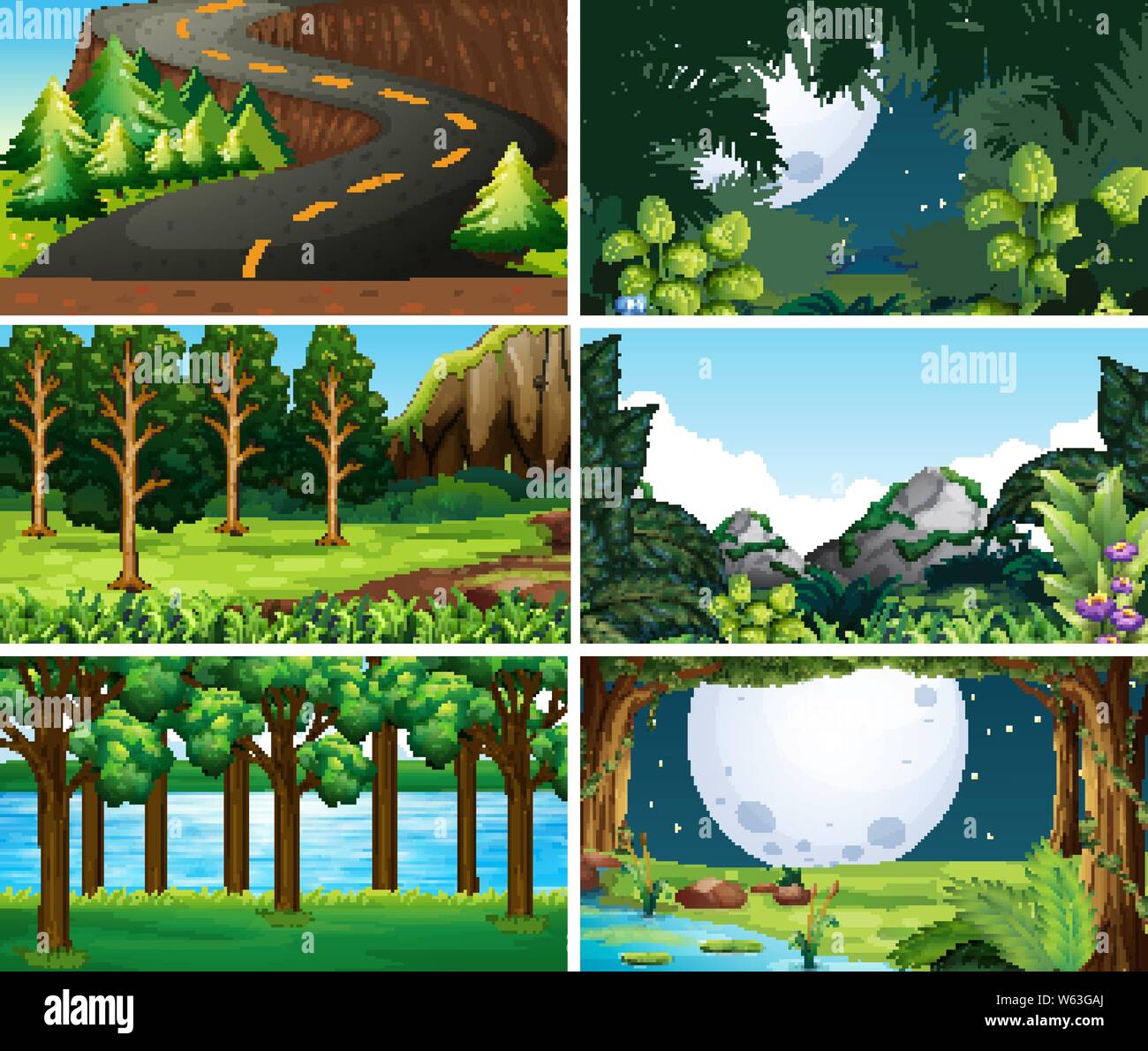 Empty, blank landscape nature scenes illustration Stock Vector Image ...