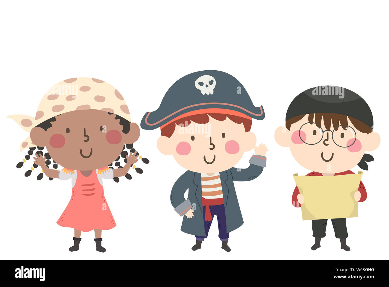 Illustration of Kids Wearing Pirate Costume with One Kid Holding a ...