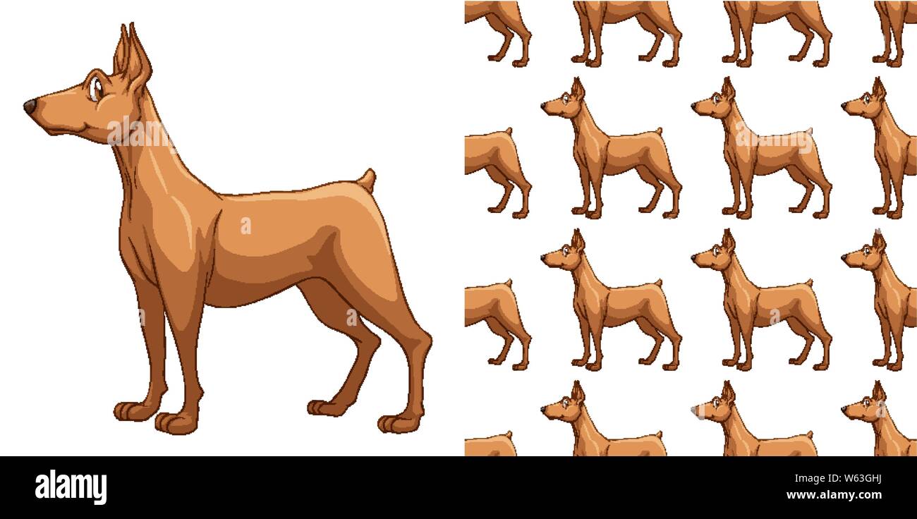 Seamless and isolated animal pattern cartoon illustration Stock Vector ...