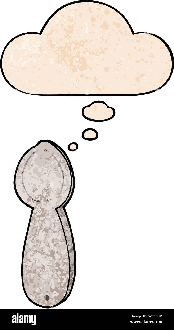 cartoon spoon with thought bubble in grunge texture style Stock Vector ...