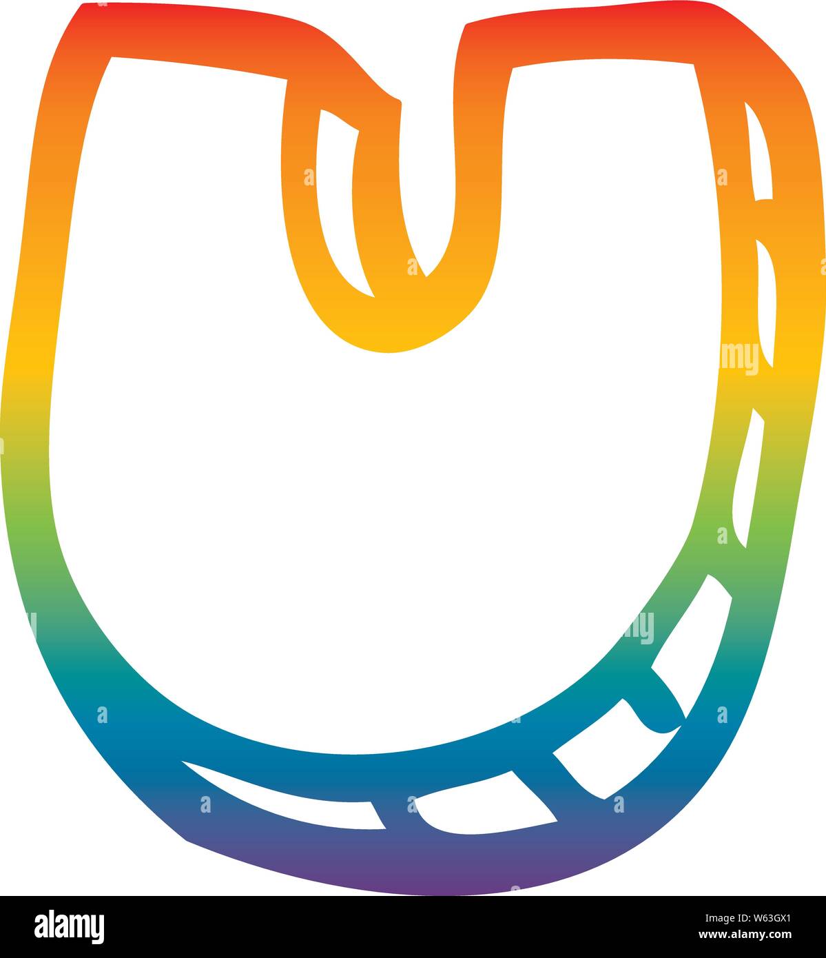 rainbow gradient line drawing of a cartoon letter u Stock Vector Image ...