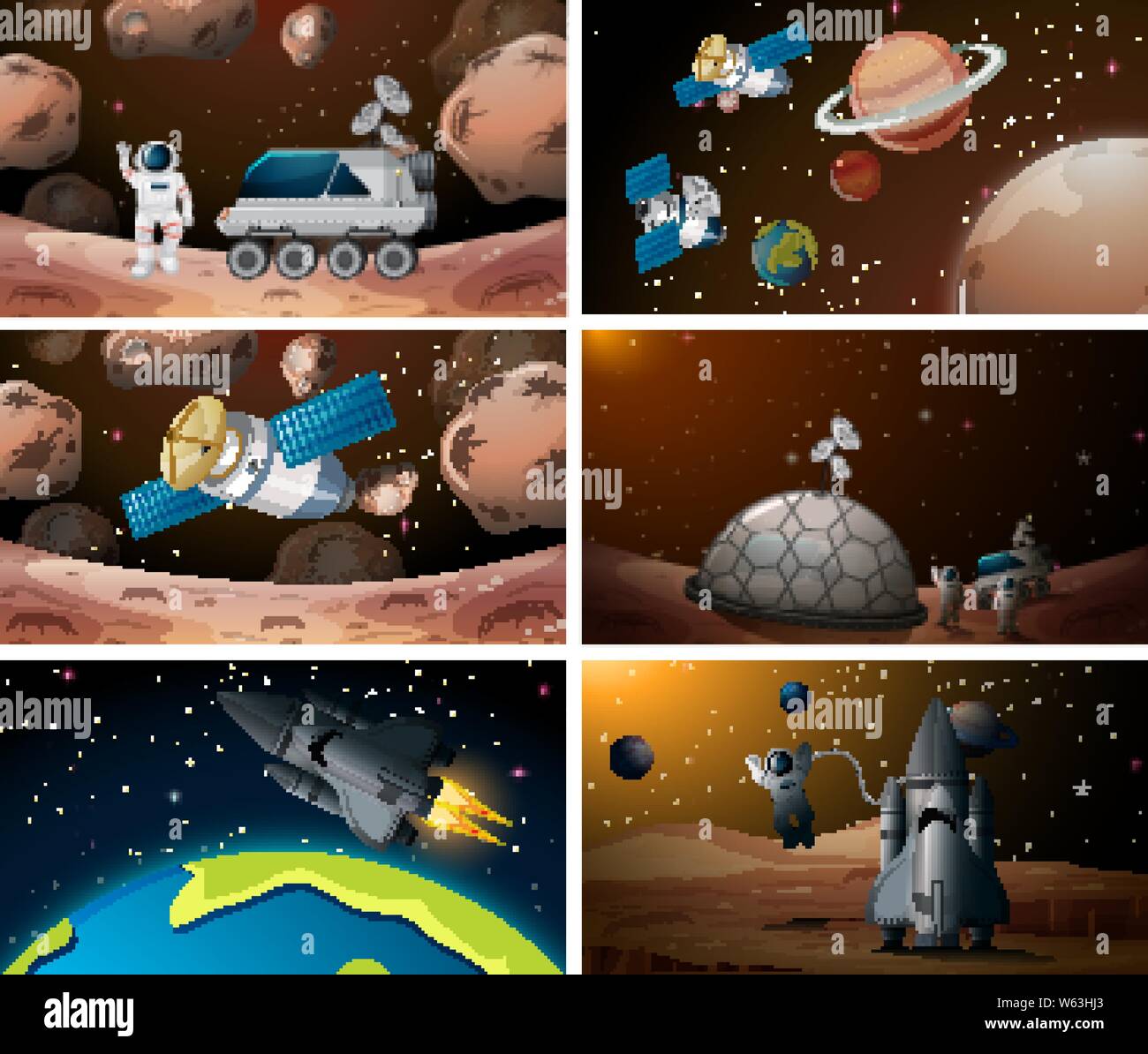 Set of space scene illustration Stock Vector Image & Art - Alamy