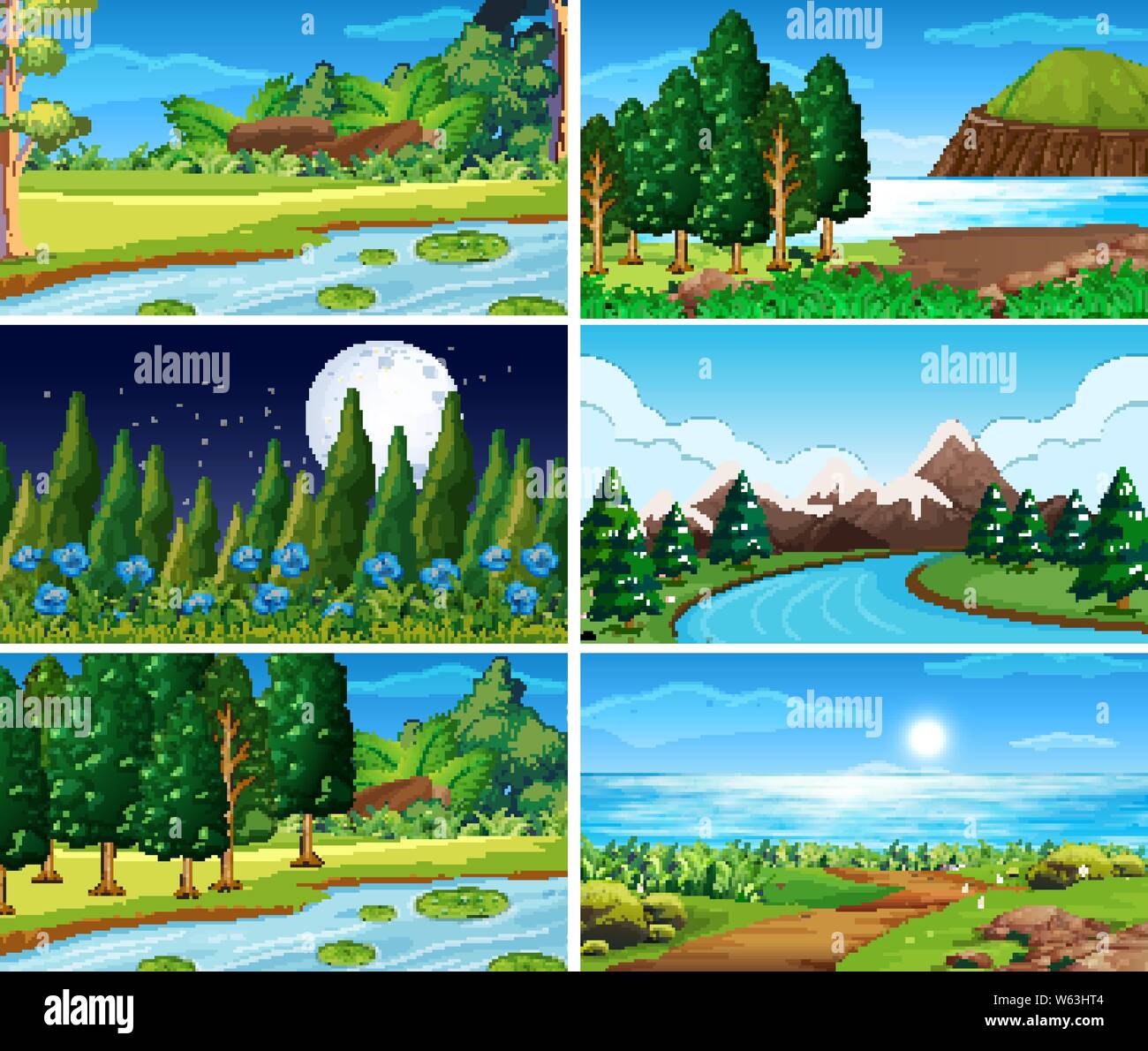 Empty, blank landscape nature scenes illustration Stock Vector Image ...