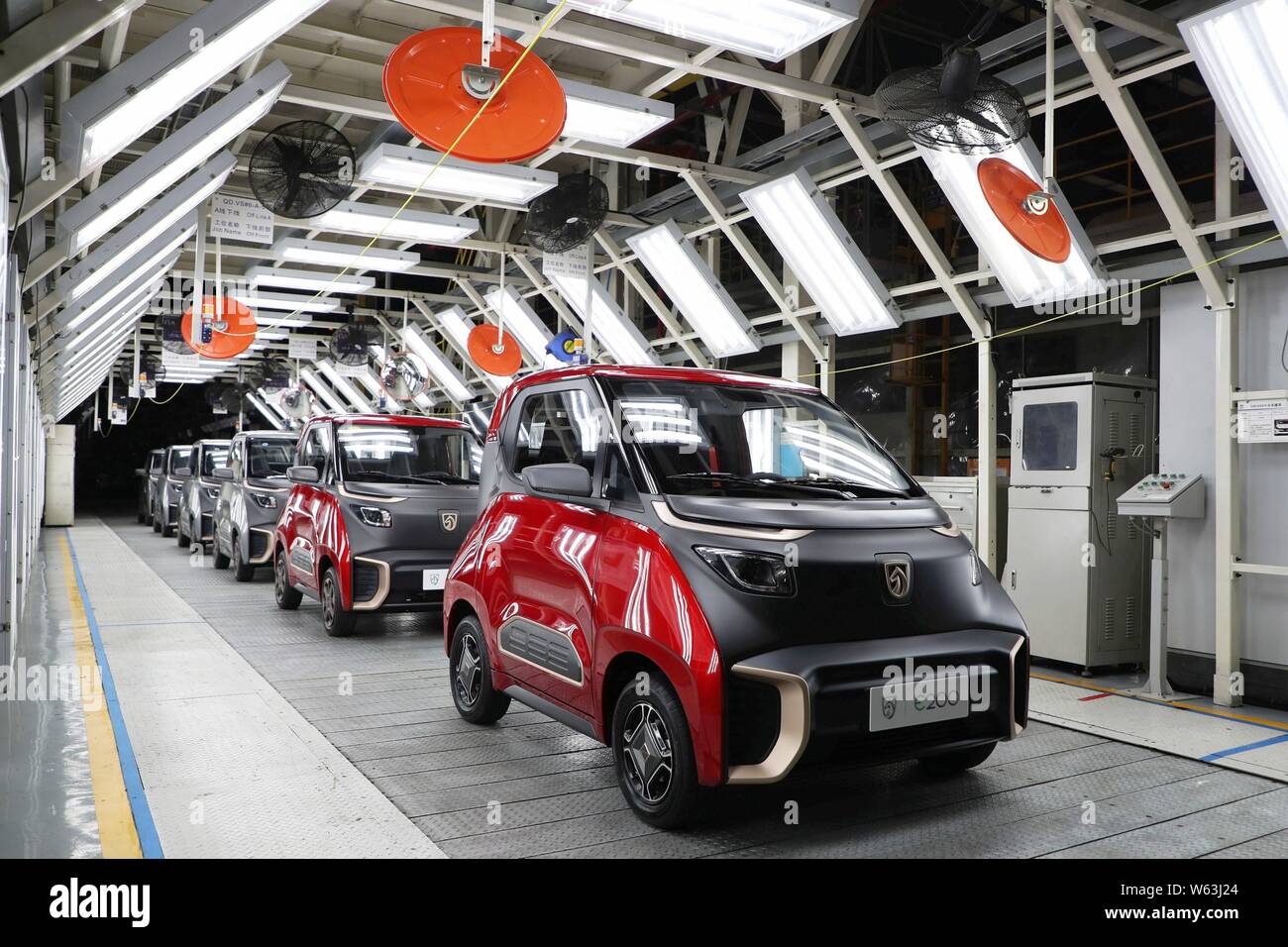--FILE--Baojun E200 electric cars are pictured on the assembly line at ...