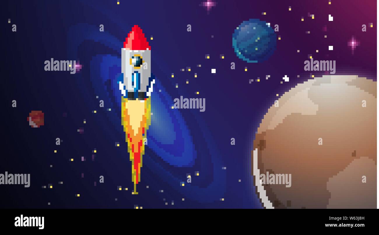 Rocket ship in space illustration Stock Vector Image & Art - Alamy
