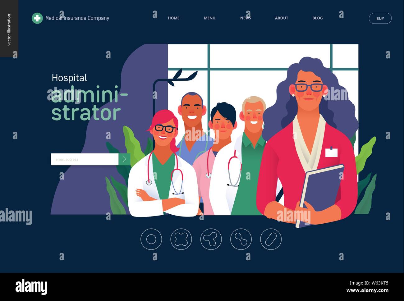 Medical insurance template -hospital administrator -modern flat vector ...