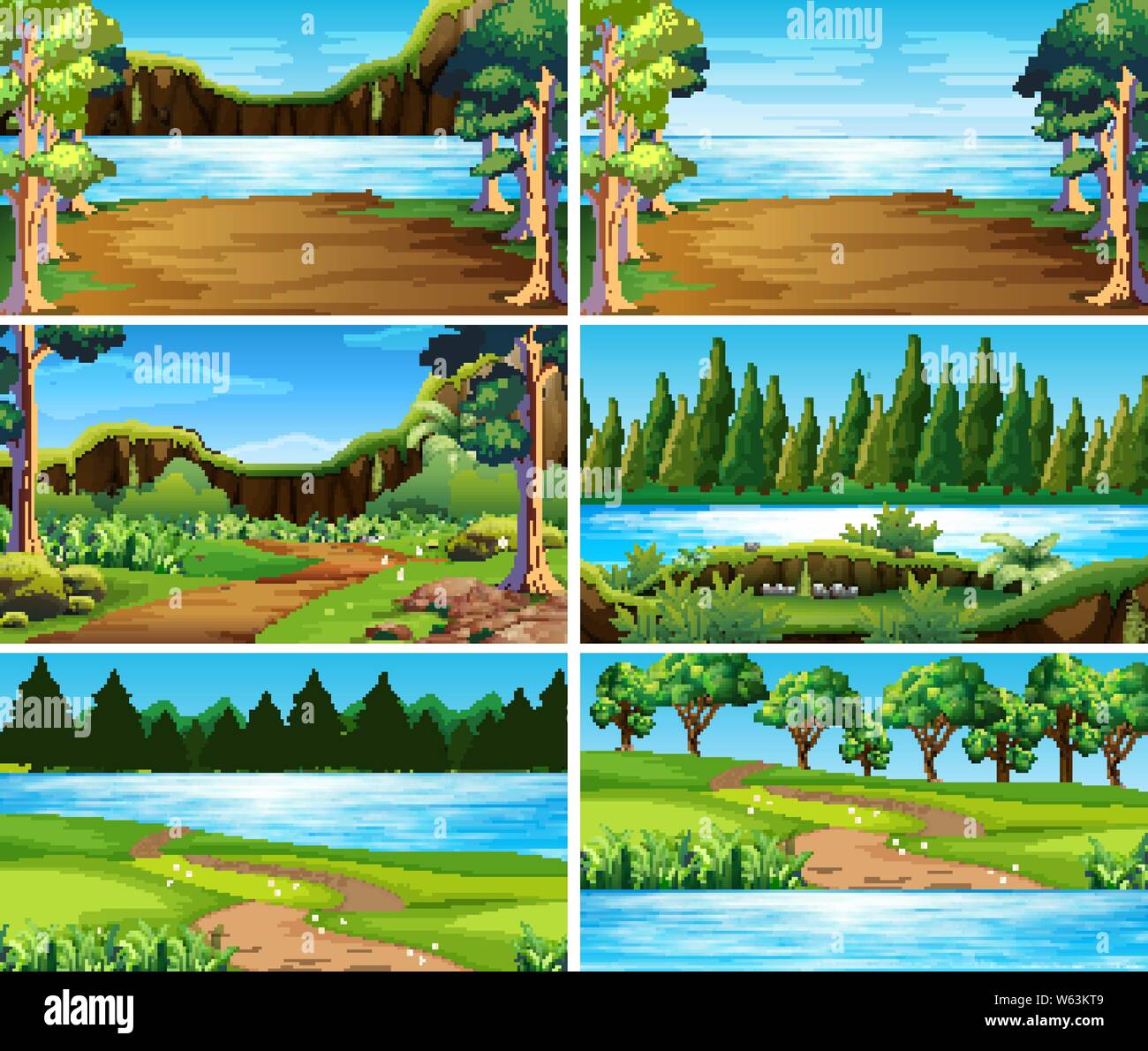 Empty, blank landscape nature scenes illustration Stock Vector Image ...