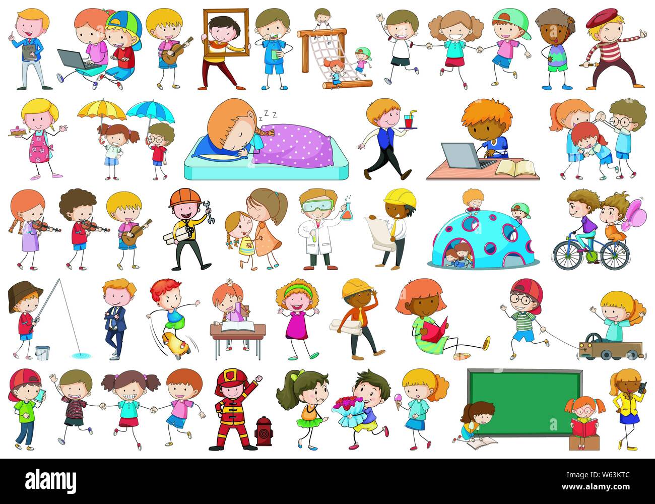 set of different simple kids illustration Stock Vector Image & Art - Alamy