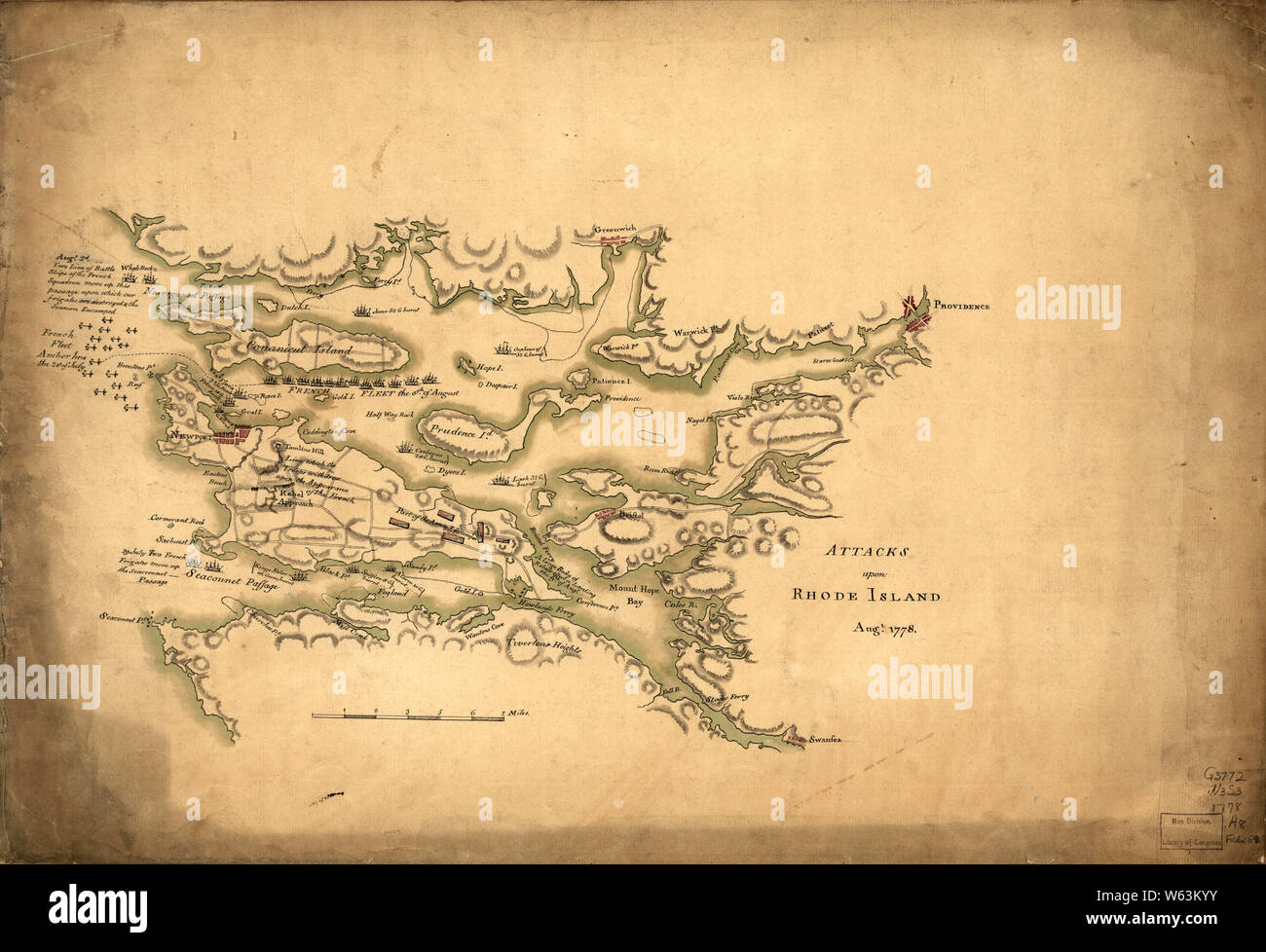 American Revolutionary War Era Maps 1750-1786 319 Attacks upon Rhode ...