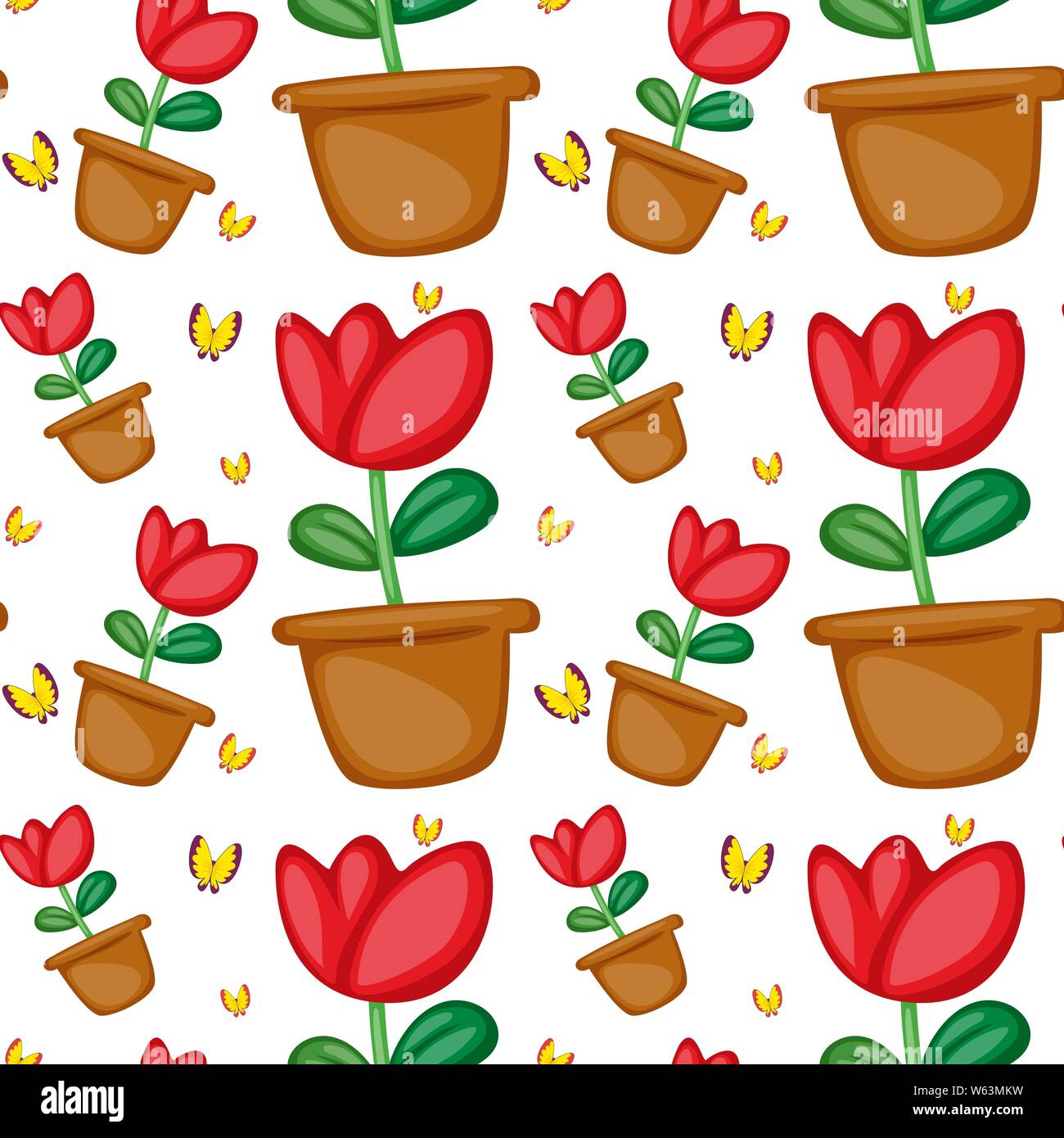 Seamless pattern tile cartoon with pot plants illustration Stock Vector ...