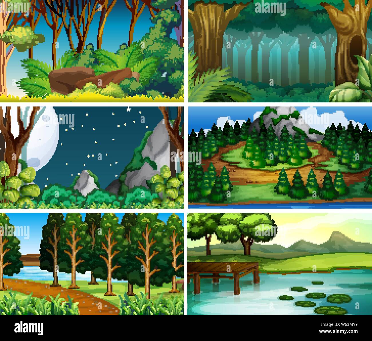 Empty, blank landscape nature scenes illustration Stock Vector Image ...
