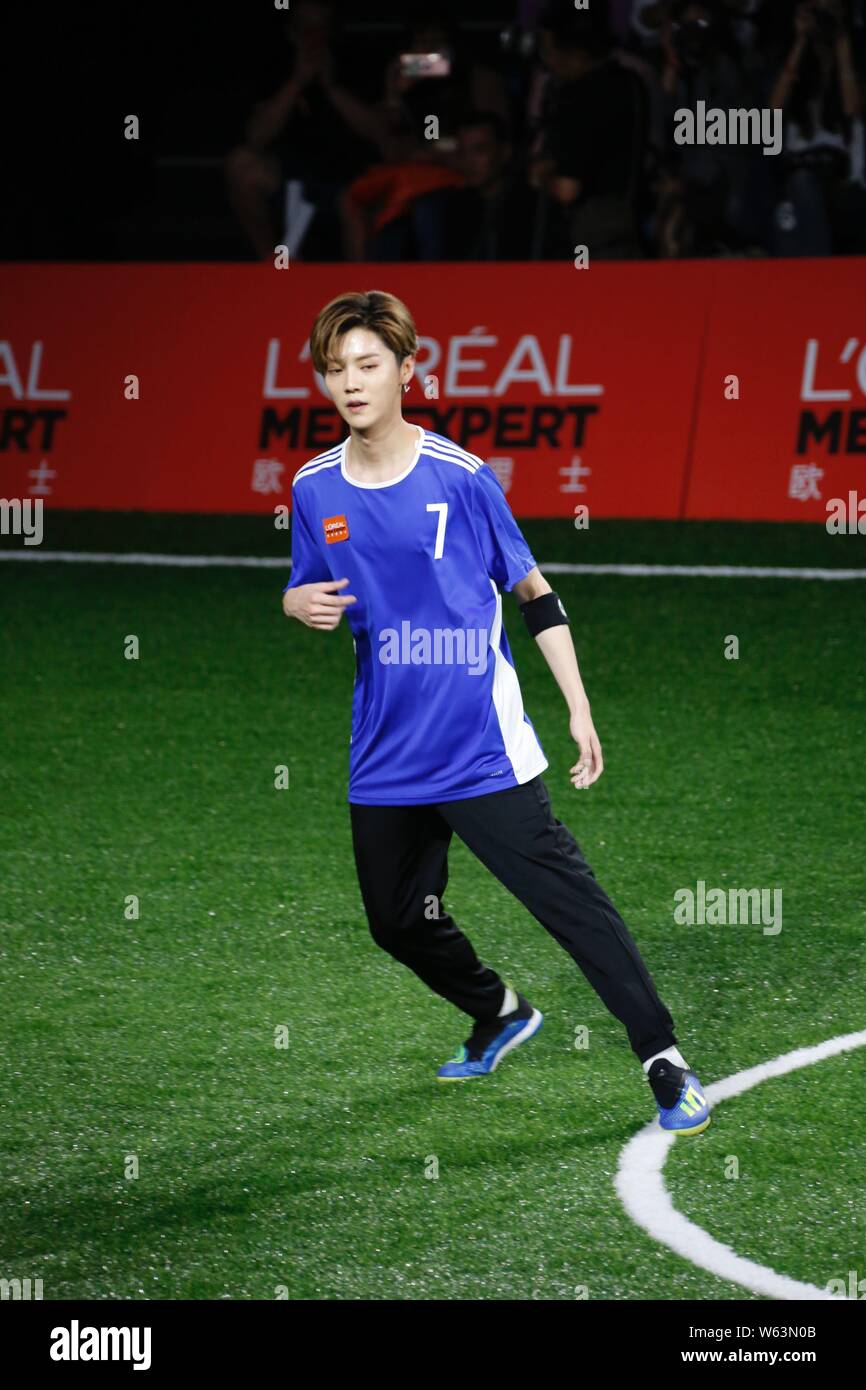 Chinese actor and singer Lu Han attends the L'Oreal friendly football ...