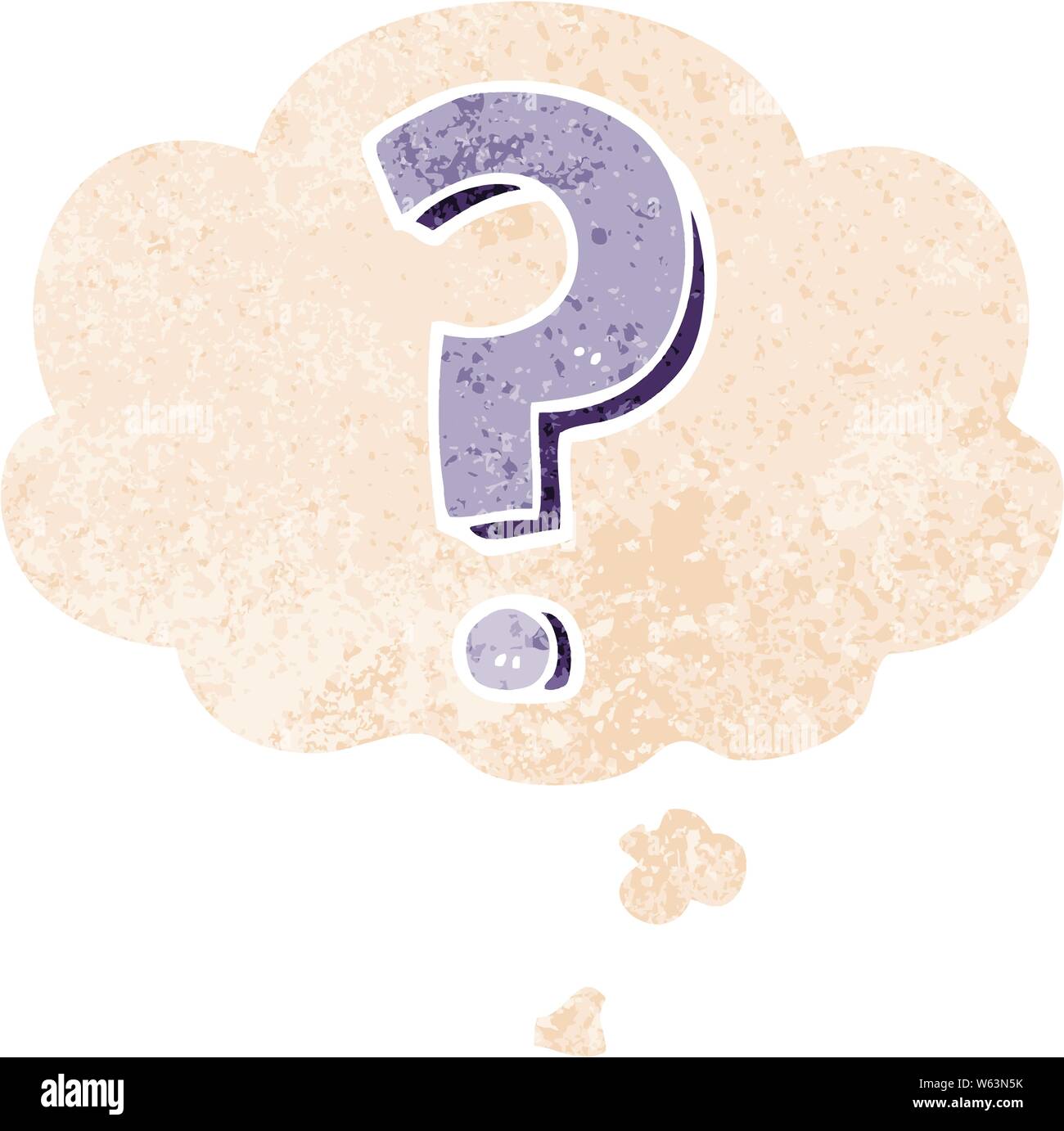 cartoon question mark with thought bubble in grunge distressed retro ...