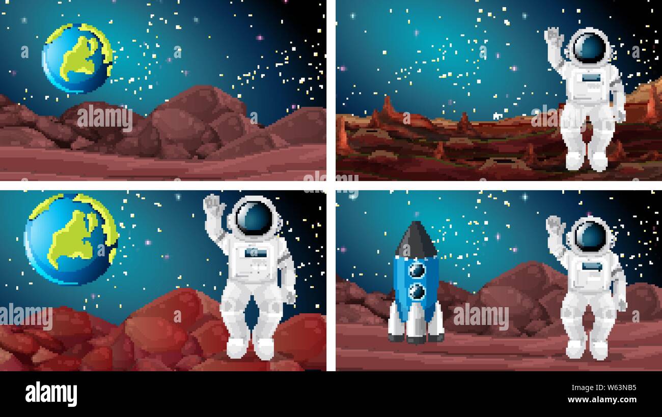 Set of different space scene illustration Stock Vector Image & Art - Alamy