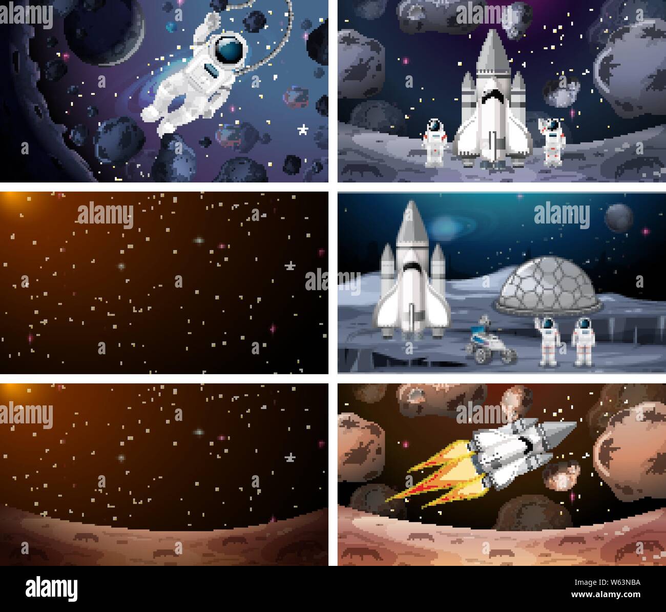 Astronaut and rockets in space illustration Stock Vector Image & Art ...