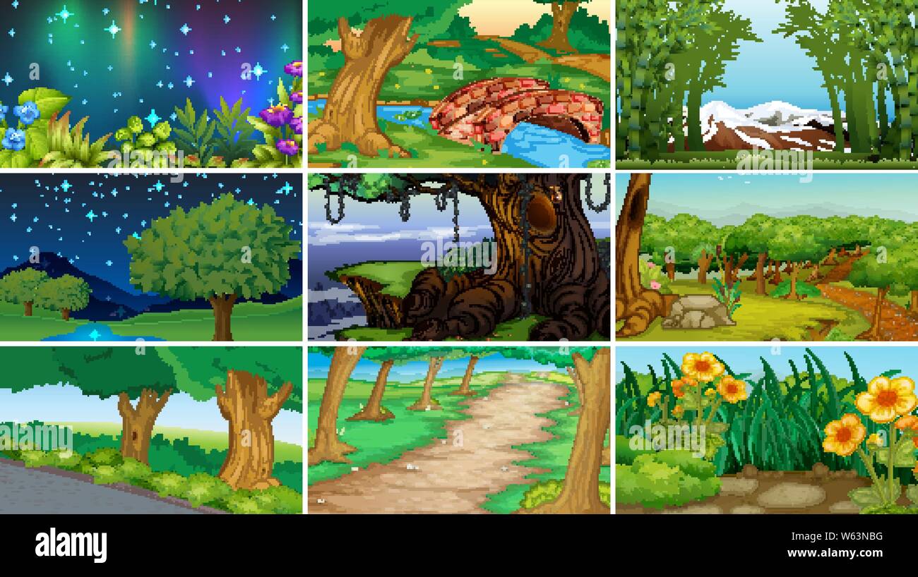 Empty, blank landscape nature scenes illustration Stock Vector Image ...