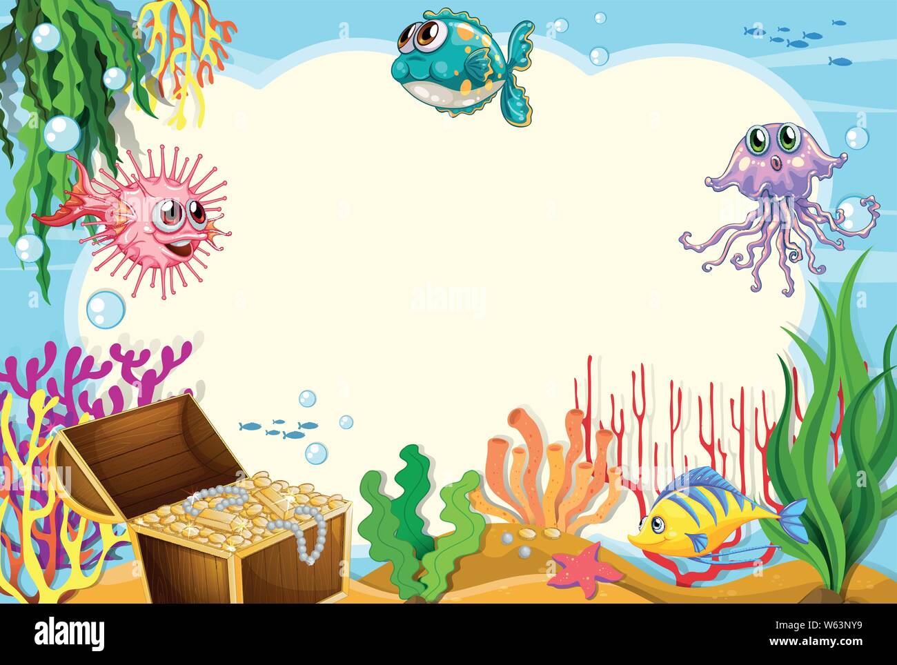 Fish underwater frame scene illustration Stock Vector Image & Art - Alamy