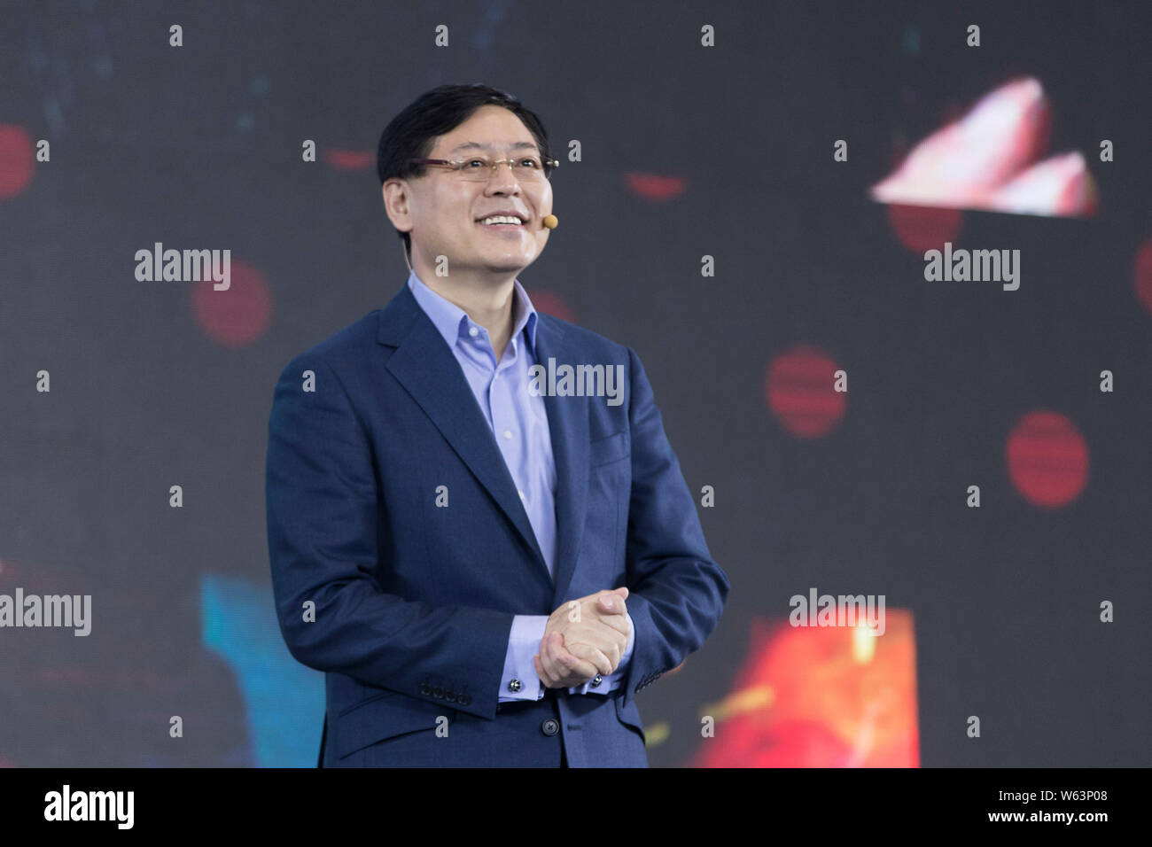 --FILE--Yang Yuanqing, Chairman and CEO of Lenovo, attends His company ...