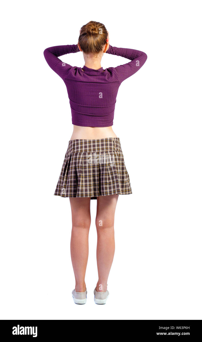 Back view of shocked woman. Rear view people collection. backside view ...