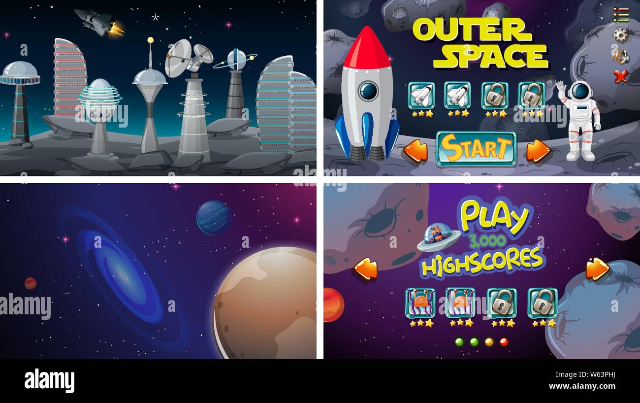 Set of space games illustration Stock Vector Image & Art - Alamy